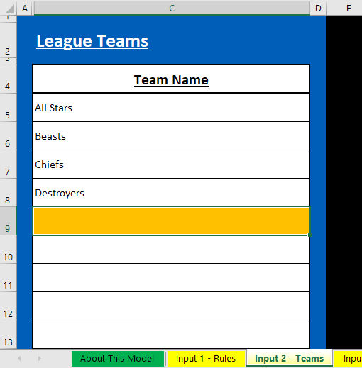Sports League Table – Dave The Spreadsheet Guy